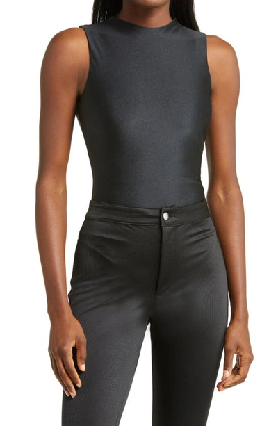 Skims Disco Mock Neck Sleeveless Thong Bodysuit In Onyx | ModeSens