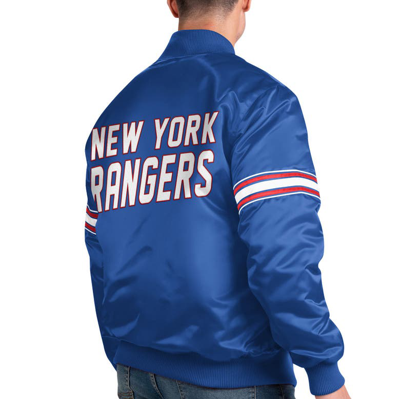 Starter Blue New York Rangers Pick & Roll Satin Full-snap Varsity ...