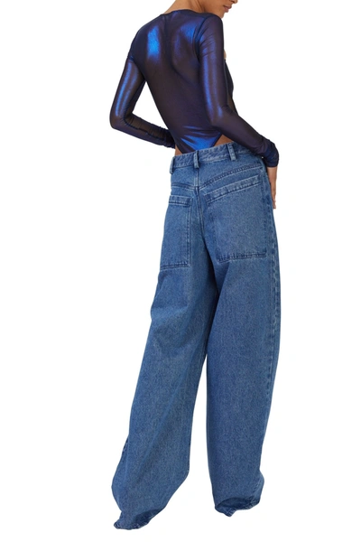 Lapointe Metallic Mesh Longsleeve Bandeau Bodysuit In Astral | ModeSens