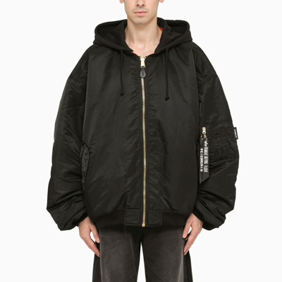Vetements Reversible Hooded Bomber Jacket In Black | ModeSens