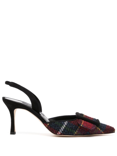 Manolo Blahnik Maysli 80mm Tartan Pointed Pumps In Red,multi | ModeSens