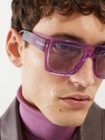 Tom Ford Fausto 53mm Geometric Sunglasses In Purple | ModeSens