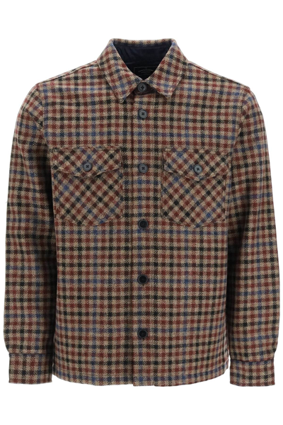 Portuguese Flannel Check Virgin Wool Flannel Shirt In Beige,brown | ModeSens