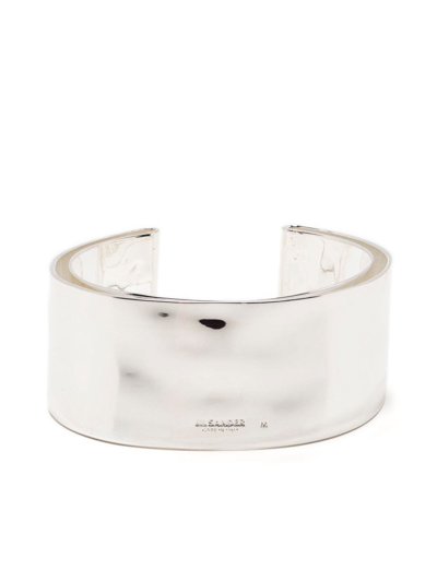 Jil Sander Logo-detail Bangle In Silver | ModeSens