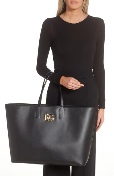 Dolce & Gabbana Large Fefè Leather Shopper In Black | ModeSens