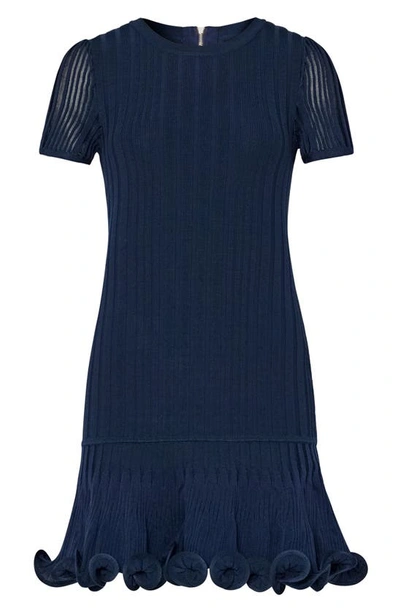 Milly Short Sleeve Fit And Flare Dress In Navy | ModeSens