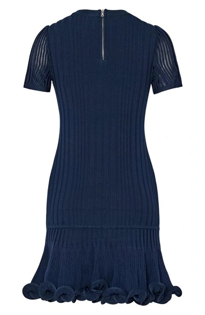 Milly Short Sleeve Fit And Flare Dress In Navy | ModeSens