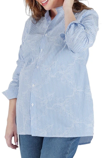 Cache Coeur Camille Button-up Maternity/nursing Top In Blue | ModeSens