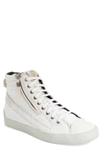 Diesel Mens D-string Plus Zip Detail High Top Sneakers In White | ModeSens