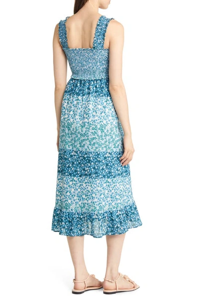 Rails Rumi Smocked Stripe Floral Organic Cotton Midi Sundress In Multi ...