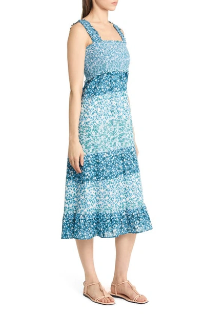 Rails Rumi Smocked Stripe Floral Organic Cotton Midi Sundress In Multi ...