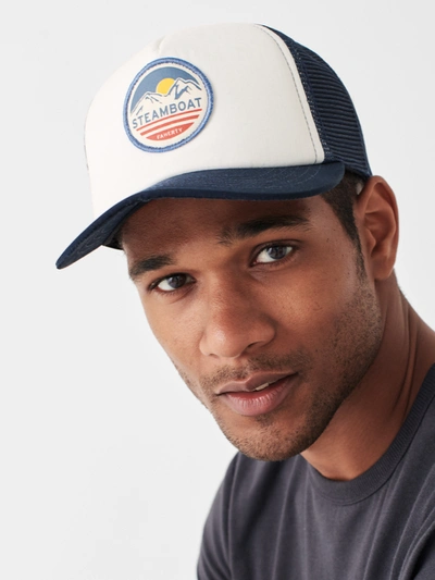 Faherty Steamboat Foamy Trucker Hat In White/navy | ModeSens