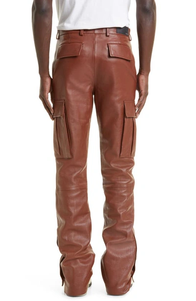 Amiri Leather Flare Cargo Pants In Brown | ModeSens