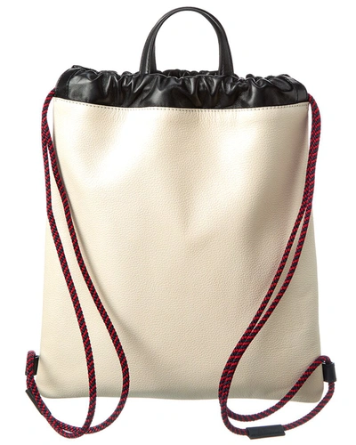 Gucci Drawstring Leather Backpack In White | ModeSens