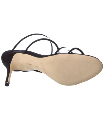 Manolo Blahnik Invymu 90 Vinyl & Suede Sandal In Black | ModeSens