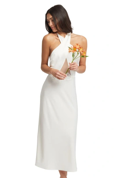 Rya Collection Diana Halter Neck Charmeuse Nightgown In Ivory | ModeSens