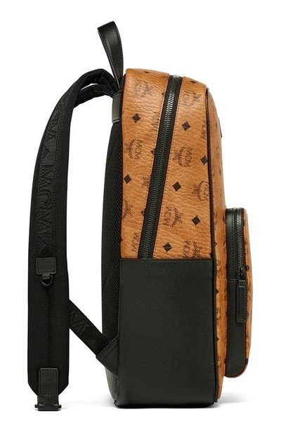Mcm Aren Visetos Logo Monogram Medium Backpack In Cognac | ModeSens