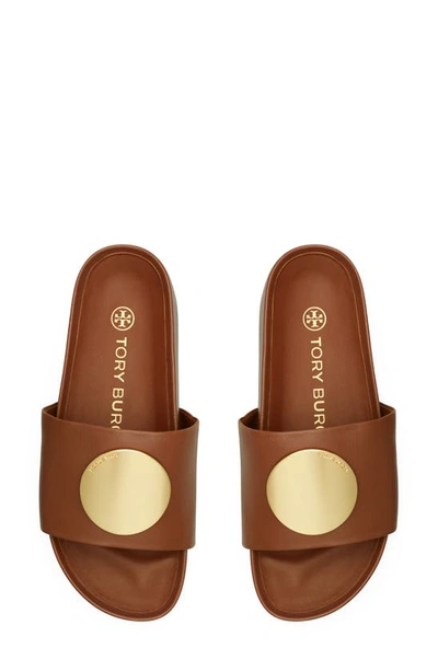 Tory Burch Patos Leather Platform Slide Sandals In Burnt Cuoio | ModeSens
