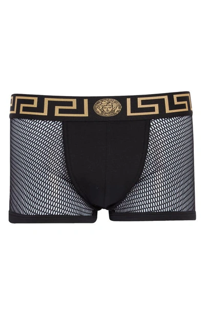 Versace Men's Logo Mesh & Jersey Boxer Briefs In Black | ModeSens