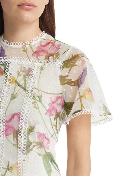 Ted Baker Arelln Floral Mesh Top In White | ModeSens