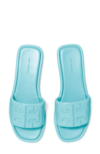 Tory Burch Women's Double T Patent Leather Sport Slides In Misty Aqua ...