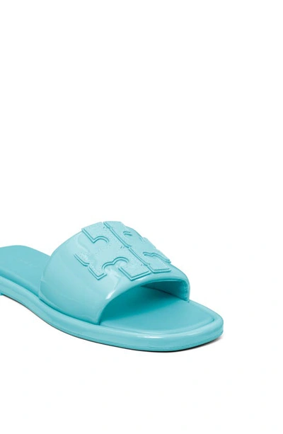 Tory Burch Women's Double T Patent Leather Sport Slides In Misty Aqua ...