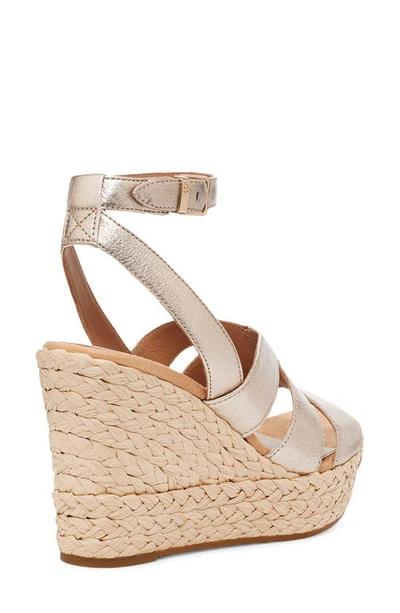 Ugg Careena Raffia Platform Wedge Sandal In Pale Gold Metallic | ModeSens