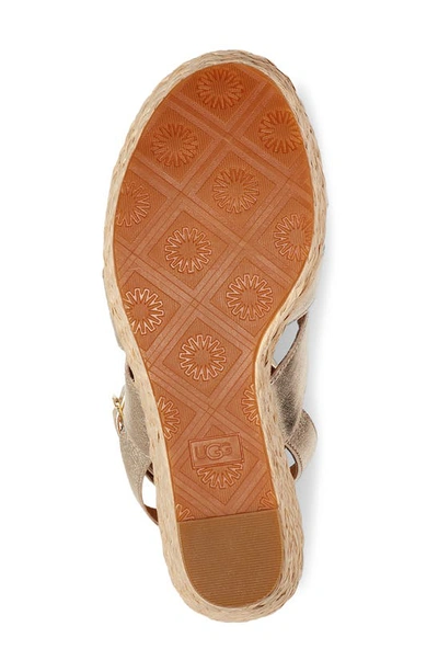Ugg Careena Raffia Platform Wedge Sandal In Pale Gold Metallic | ModeSens