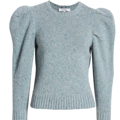 Frame Pleated Sleeve Sweater In Chambray Blue | ModeSens