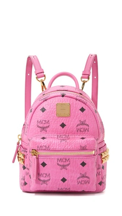 Mcm Bebe Boo X Mini Studded Coated Canvas Backpack In Pink | ModeSens