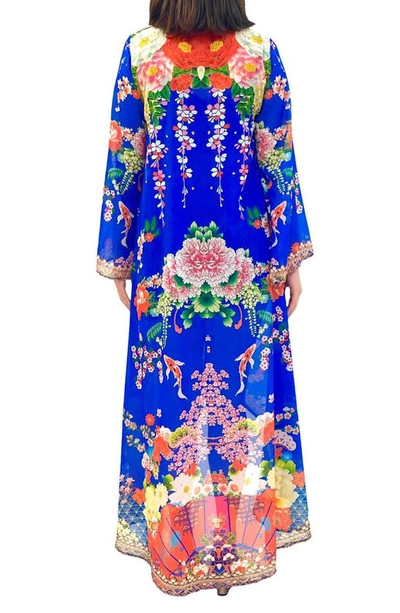 Ranee's Floral Long Duster In Royal Blue | ModeSens