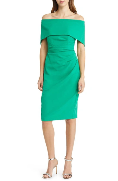 Vince Camuto Off The Shoulder Sheath Dress In Green Modesens