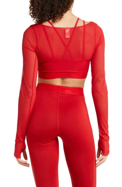 Alo Yoga Airlift Ballet Dream Long Sleeve Bra Top In Classic Red | ModeSens