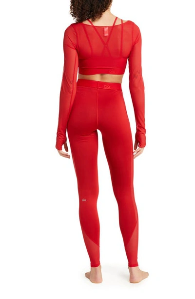 Alo Yoga Airlift Ballet Dream Long Sleeve Bra Top In Classic Red | ModeSens