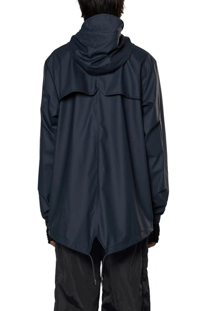Rains Waterproof Hooded Fishtail Rain Jacket In Navy | ModeSens