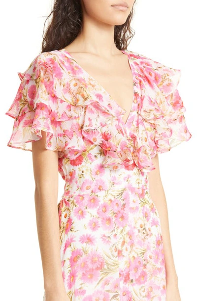 Bytimo Floral Tiered Ruffle Organza Dress In Pink | ModeSens