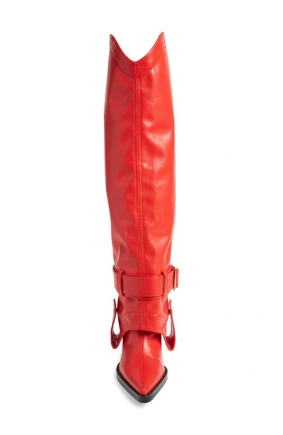 Azalea Wang Matty Foldover Shaft Western Boot In Red | ModeSens