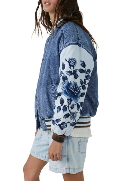 Free People Team Spirit Jacket In Stone Blue | ModeSens