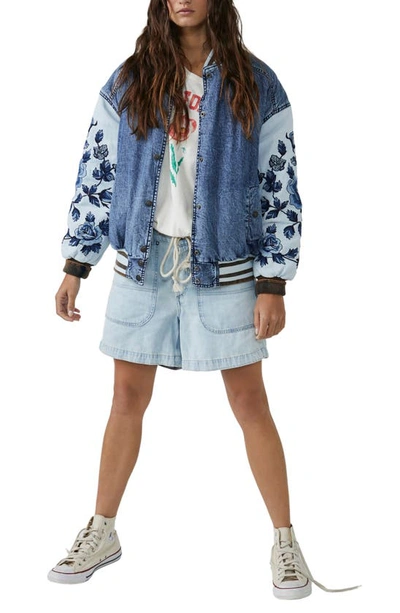 Free People Team Spirit Jacket In Stone Blue | ModeSens