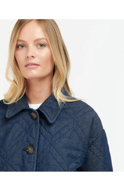 Barbour Denim Barrhead Quilted Cotton Jacket In Dark Wash/ Dress Indigo ...