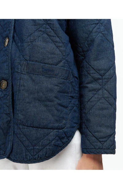 Barbour Denim Barrhead Quilted Cotton Jacket In Dark Wash/ Dress Indigo ...