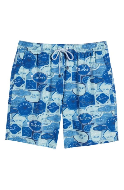 Peter Millar 7 Vintage Labels Print Swim Shorts In Twilight Blue ...