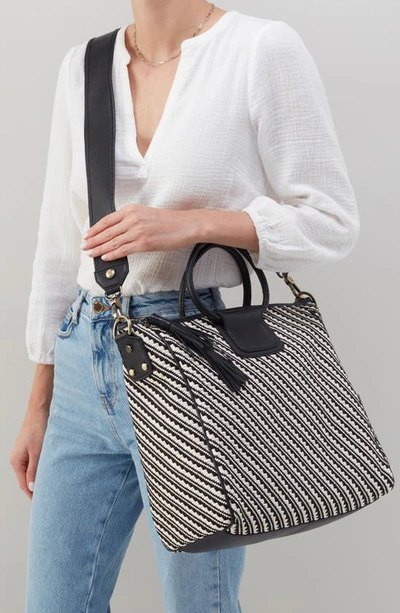 Hobo Sheila Woven Leather Satchel In Black White Weave | ModeSens