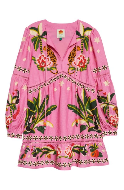 Farm Rio Leopard Forest Long Sleeve Dress In Leopard Forest Pink | ModeSens