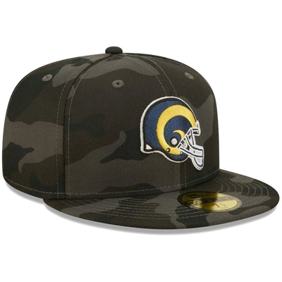 New Era Black Los Angeles Rams Throwback Logo Camo 59fifty Fitted Hat ...