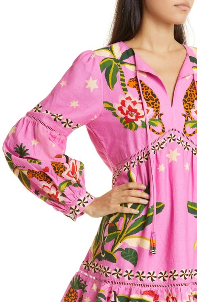 Farm Rio Leopard Forest Long Sleeve Dress In Leopard Forest Pink | ModeSens