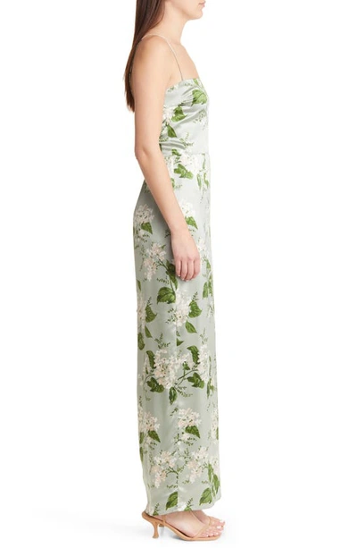 Reformation Frankie Floral Print Silk Dress In Green Modesens