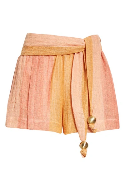 Lisa Marie Fernandez Farrah Tie Waist Linen Blend Shorts In Pink | ModeSens