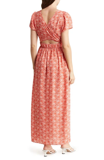 Max Studio Short Sleeve Maxi Dress In Red | ModeSens