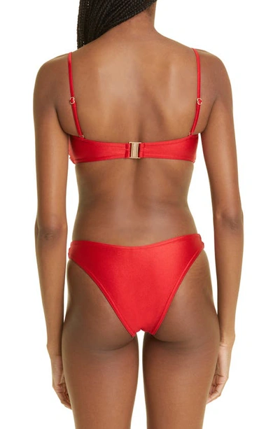 Zimmermann Knot Clasp Two Piece Bandeau Bikini In Bright Coral Modesens